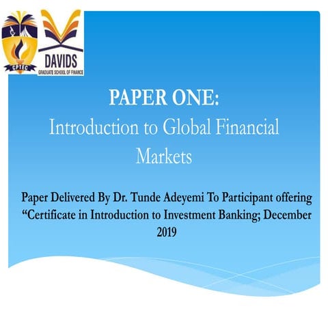 Introduction to global financial markets | PPT