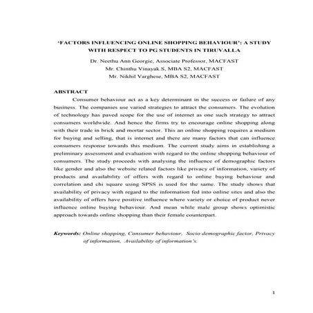 Paper on online shopping among pg students | PDF
