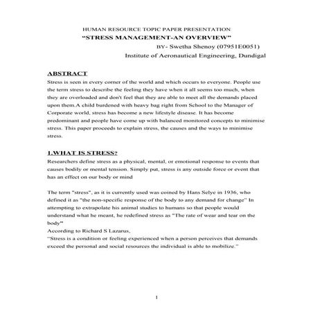 Paper on stress | DOC