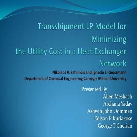Paper On Transshipment Modelling Ppt Free Download