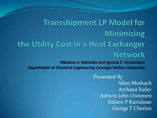 Paper On Transshipment Modelling Ppt Free Download