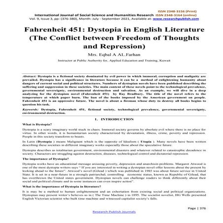 Fahrenheit 451: Dystopia in English Literature (The Conflict between ...