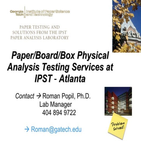 Paper Physical Analysis Testing Services At Ipst | PPT