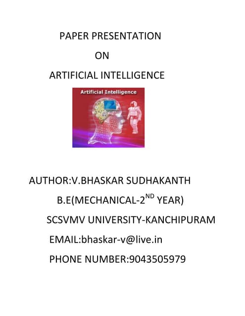 Overview of Artificial Intelligence | PPT