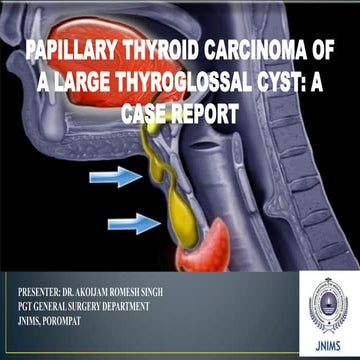 A CASE REPORT ONPAPILLARY THYROID CARCINOMA OF LARGE THYROGLOSSAL CYST.pptx