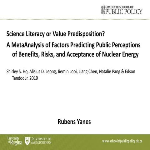 Factors Predicting Public Perceptions of Nuclear Energy | PPTX