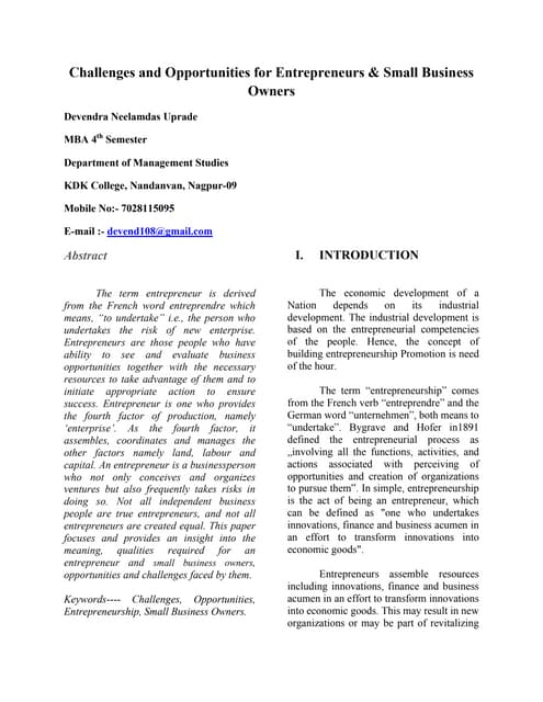 Challenges faced by entrepreneur | PPTX