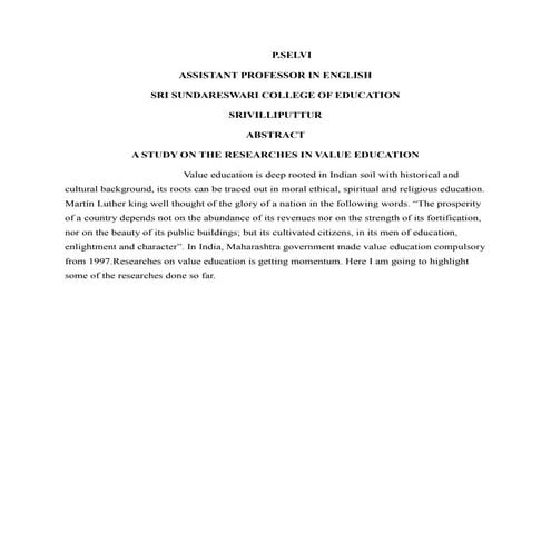 Paper presentation --------value education | DOCX