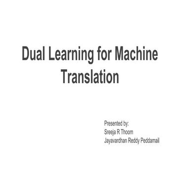 Dual Learning for Machine Translation | PPT