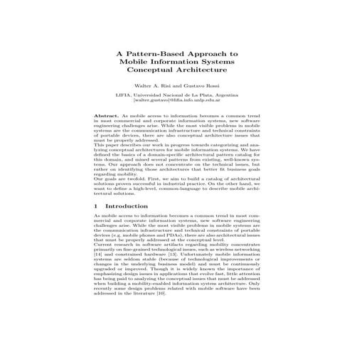 ER 2002 Paper "A Pattern-Based Approach to Mobile Information Systems Conceptual Architecture ...