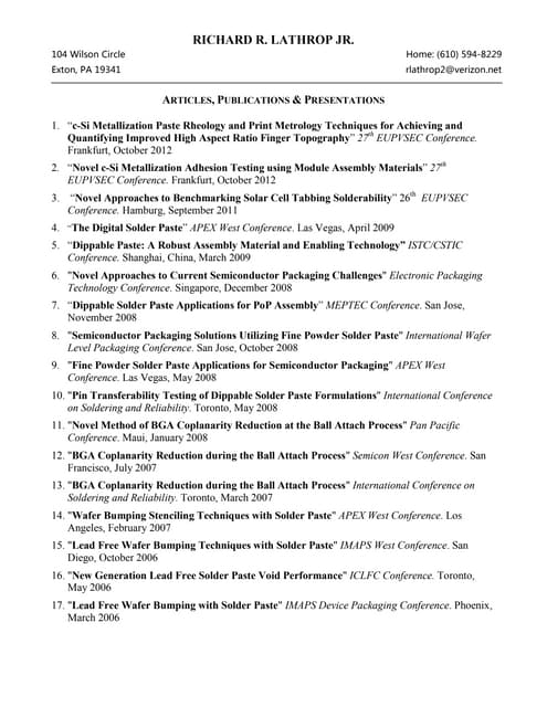 Rick Lathrop presentations