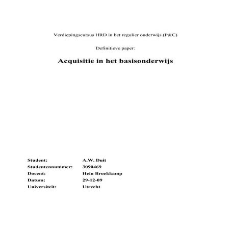 Acquisitie in het basisonderwijs | PDF