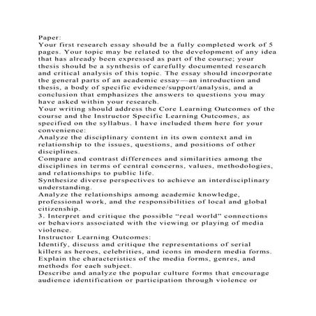 Paper Your first research essay should be a fully completed work .docx