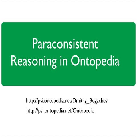 Paraconsistent Reasoning in Ontopedia | PDF