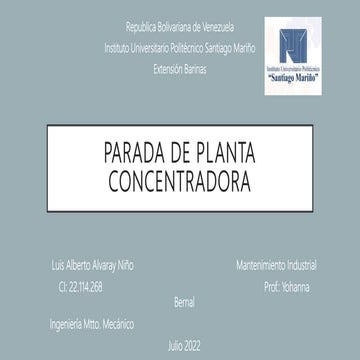 PARADA DE PLANTA CONCENTRADORA | PPTX