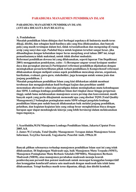 paradigma baru pendidikan islam | PDF