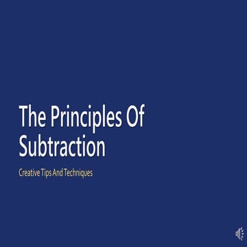 The Creative Principles Of Subtraction | PPTX