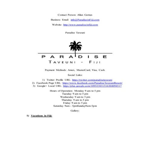 Paradise in Fiji slideshare | DOCX