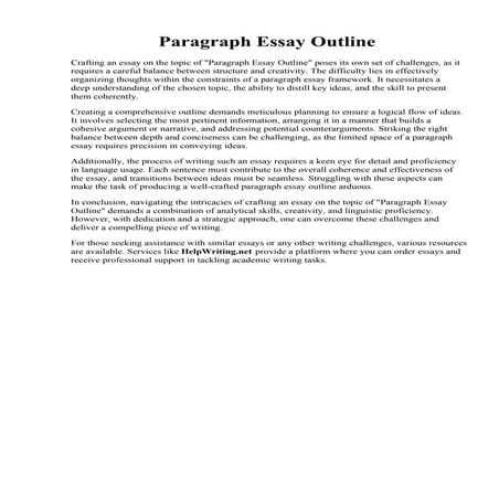 Paragraph Essay Outline | PDF