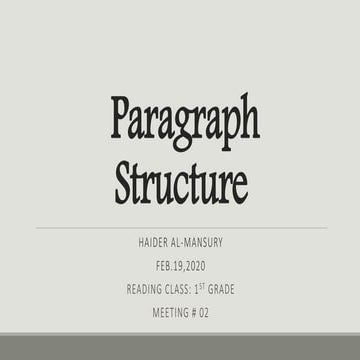 Paragraph structure -1st grade-meeting #02-instructor-haider al-mansury ...
