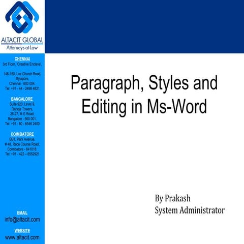 Paragraph, styles and editing | PPT