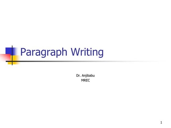 What is Paragraph ,its elements and how to write a paragraph | PPT