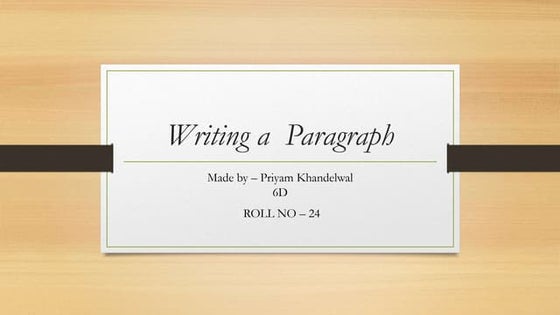 Writing a Paragraph | PPTX