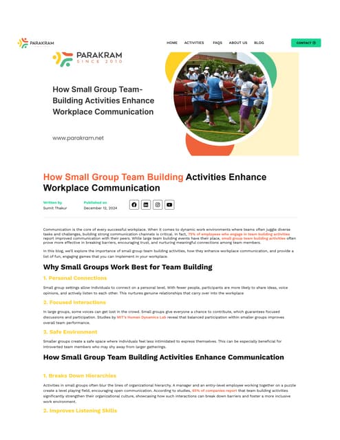 6 Five-Minute Team Building Activities for Instant Bonding | PDF