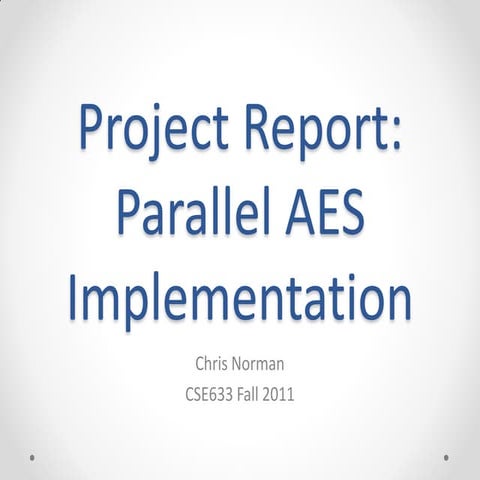 Parallel Aes Implementation Ppt 
