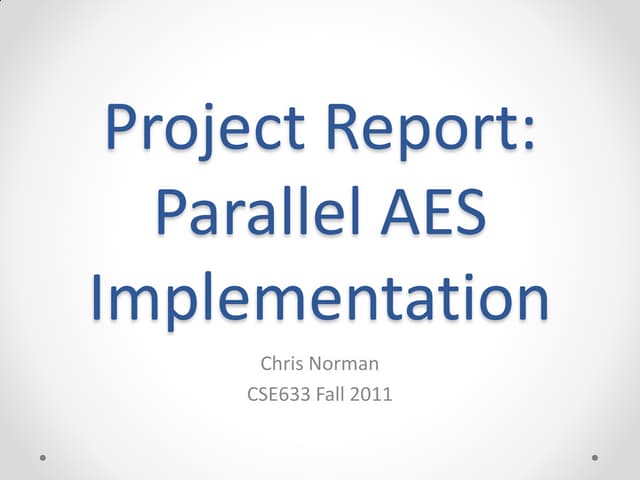 Parallel Aes Implementation Ppt