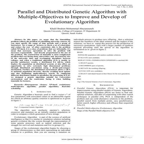 Parallel And Distributed Genetic Algorithm With Multiple Objectives To 8942