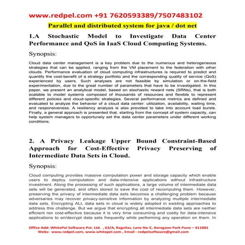 Parallel and distributed system projects for java and dot net | PDF