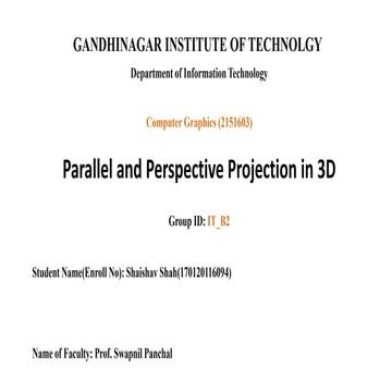 Parallel And Perspective Projection In 3 D Cg Pptx 3 D Graphics Computer Software And