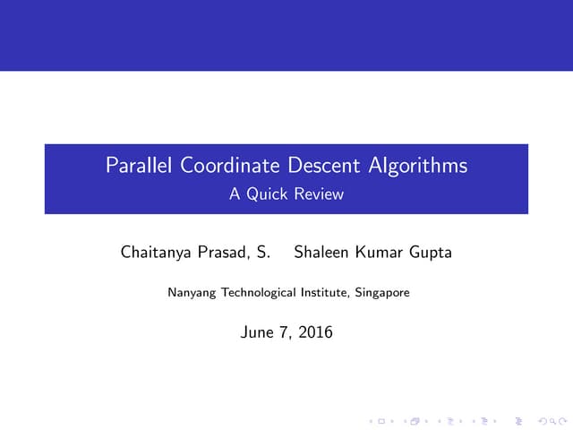 Parallel Coordinate Descent Algorithms Pdf Programming Languages Computing