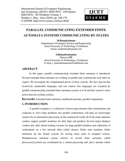 Parallel Communicating Extended Finite Automata Systems Pdf