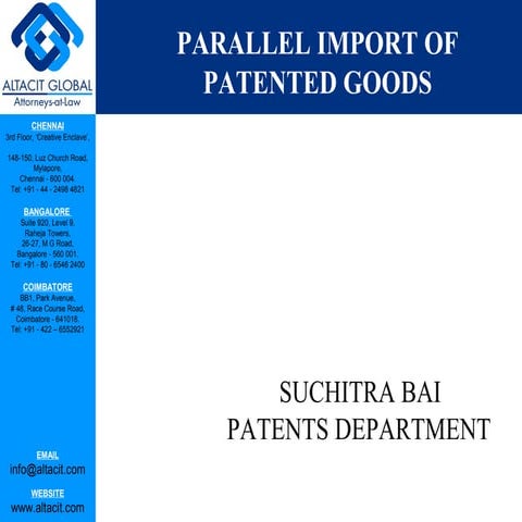 Parallel import of patented goods | PPT