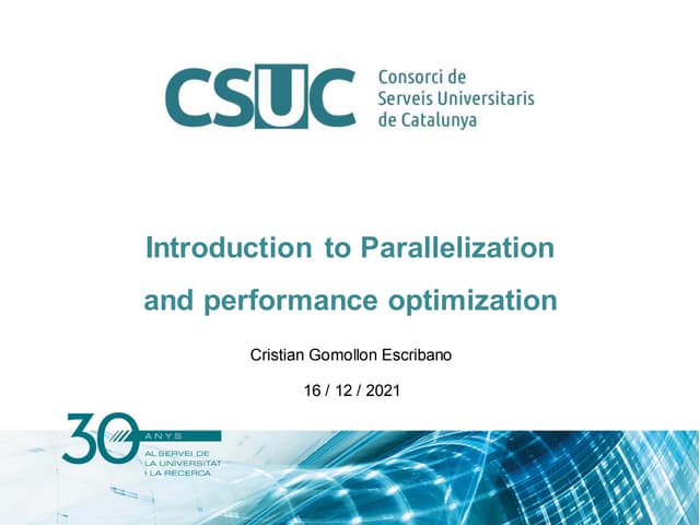 Introduction to Parallelization ans performance optimization | PPT Introduction to Parallelization ans performance optimization | PPT