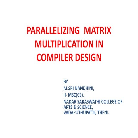 Parallelizing Matrix Multiplication Ppt 