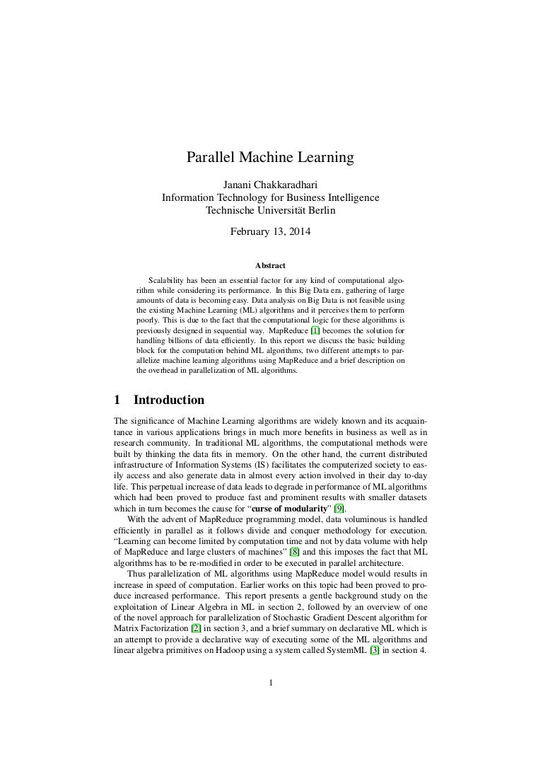 Parallel Machine Learning