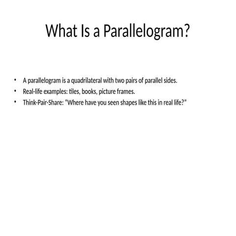 Properties of Parallelogram for grade 9 learners | PPTX