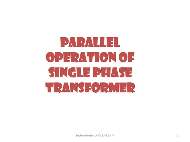 Parallel Operation Of Transformers Pdf Computer Networking Computing