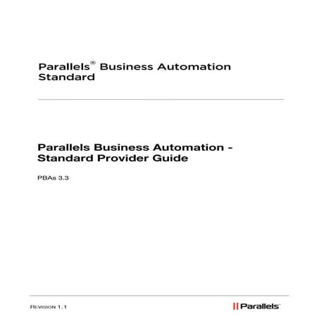 Parallels Business Automation - Standard Provider Guide | PDF