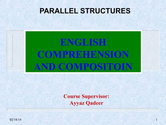 Parallel Structure Ppt