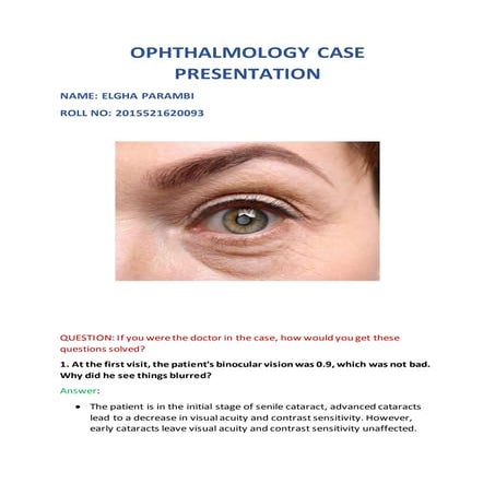 opthalmology case presentation - senile cataract | DOCX