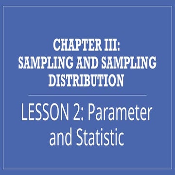 Parameter and Statistic - lecture-Activity | PPT