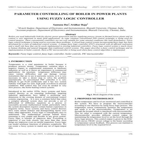 Parameter controlling of boiler in power plants using fuzzy logic controller | PDF