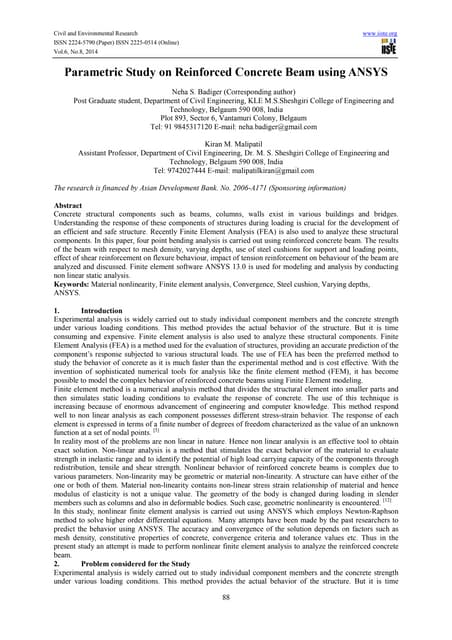 Non-Linear Finite Element Analysis of Reinforced Concrete Structural Components using ANSYS.pptx