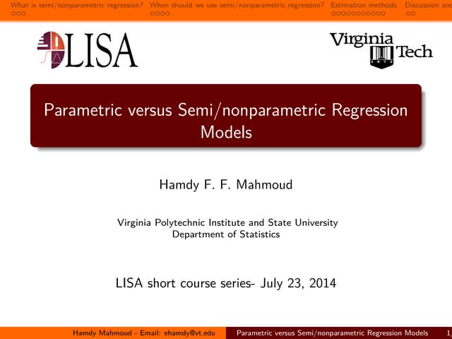 Parametric versus semi nonparametric parametric regression models | PPT Parametric versus semi nonparametric parametric regression models | PPT