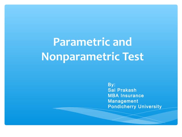Parametric and nonparametric test | PPTX