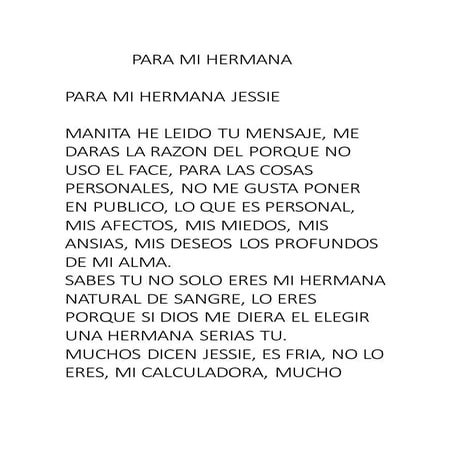 Un Poema Para Mi Hermana Carta A Mi Hermana | PDF